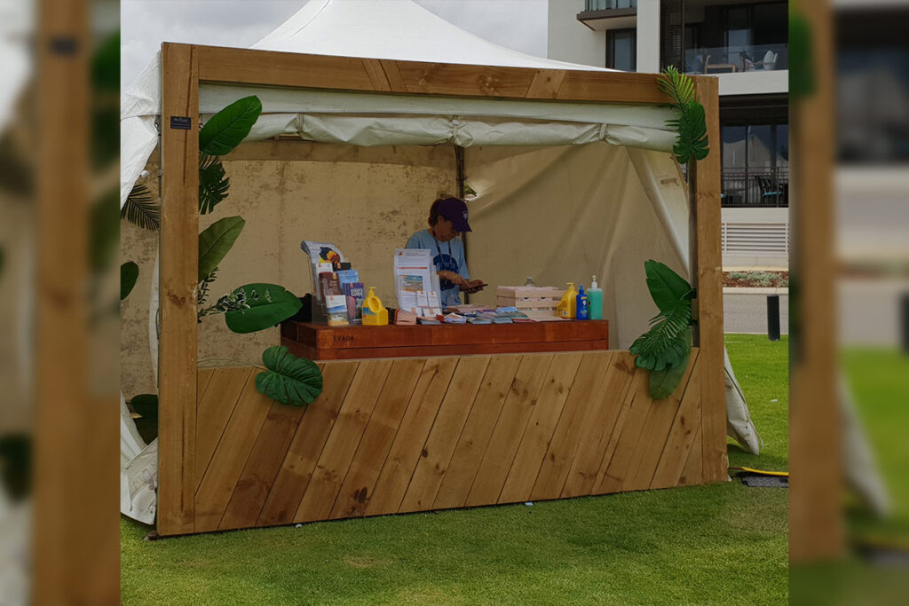 Wooden marquee façade | Picnic Tables Hire Perth